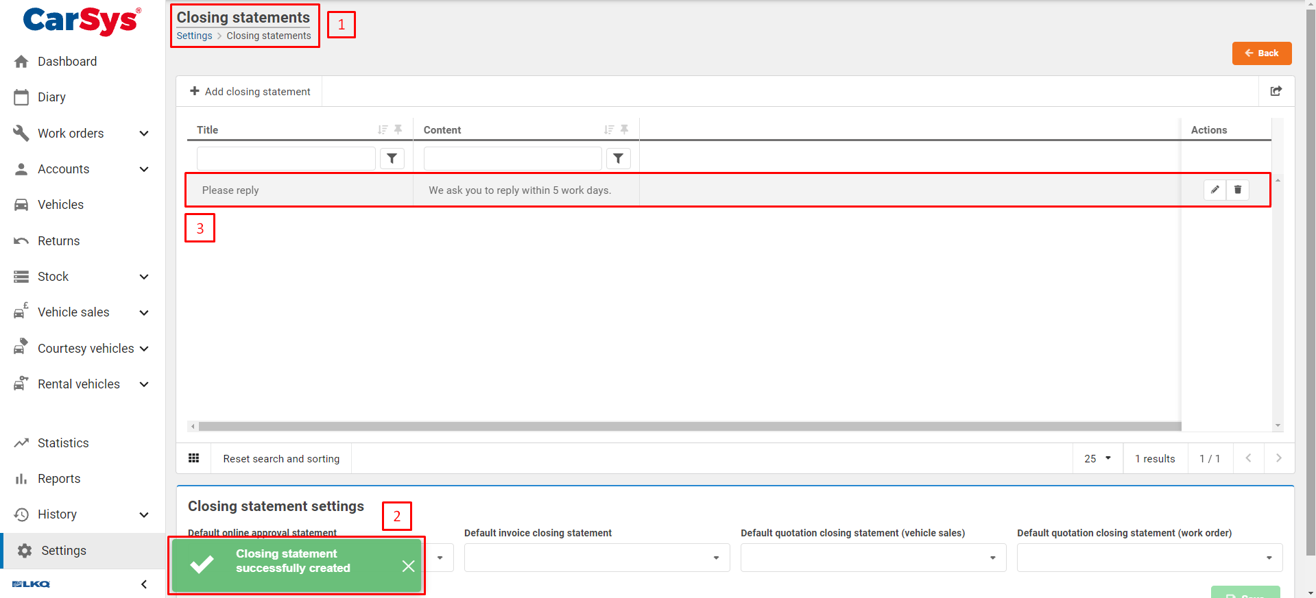 Closing statements – CarSys