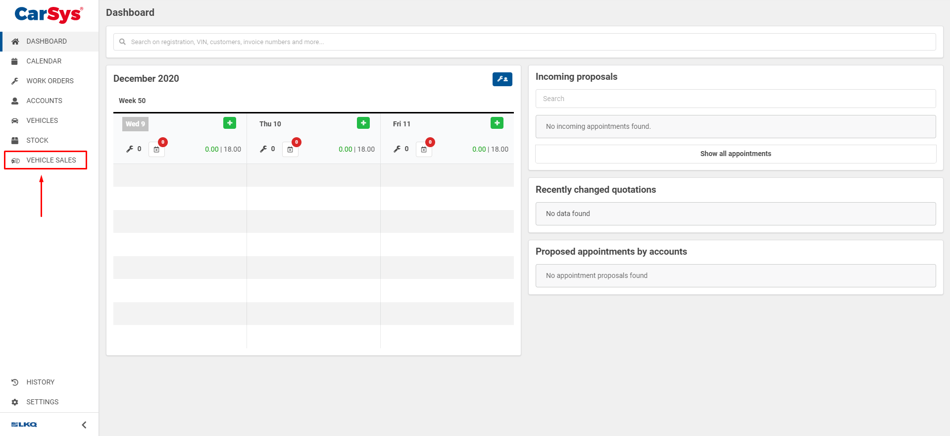 Vehicle page – CarSys