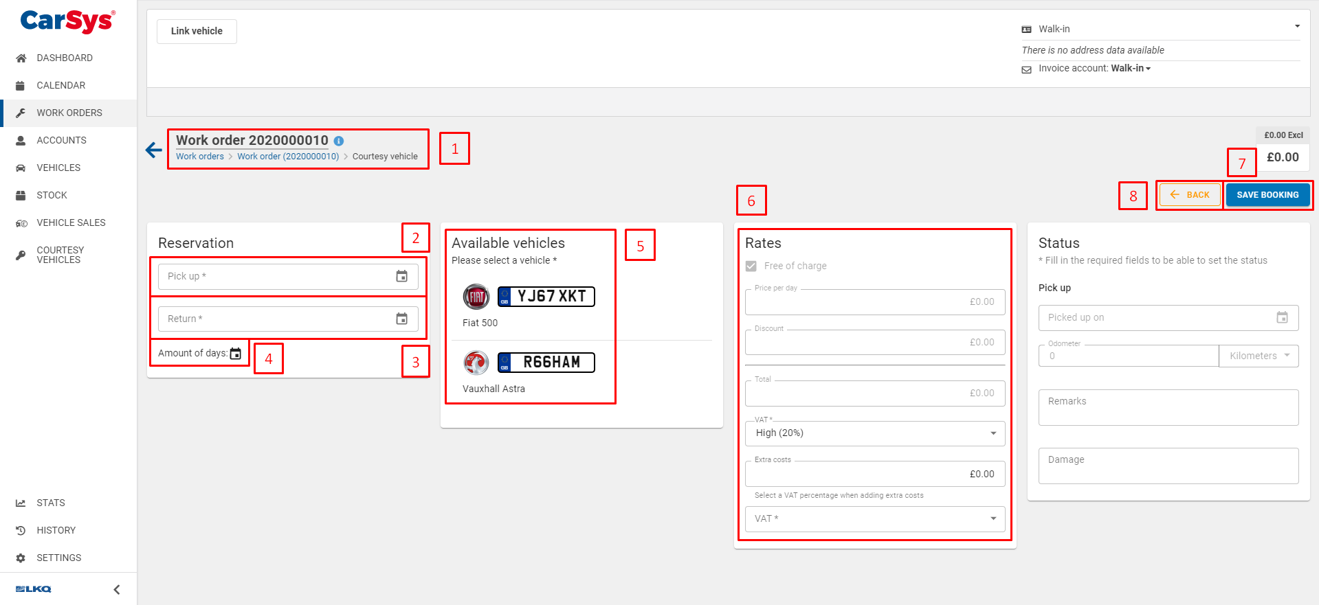 Check out and return courtesy vehicle – CarSys
